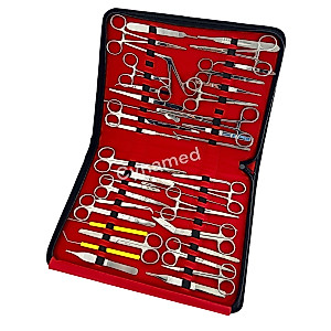 157 Pcs Advanced Dissection SET For Anatomy & Biology Students With 1 SCISSORS ! FORCEPS ! HEMOSTAT-! Blades - Case - Lab Veterinary Botany Stainless Steel Set For Frogs Animals etc