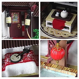 DIY Miniature Furniture Kit, Wooden Handmade Mini Ancient Town Model Building Home Craft Collection Kit, Christmas Birthday Teenagers Boys Girls Adults