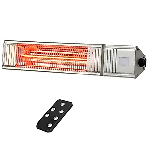 Tangkula 1500W Wall Mount Patio Heater, Indoor/Outdoor Infrared Heater w/Remote Control, 24h Timer, 9 Adjustable Temperature & Auto Shut-off, Infrared Outdoor Heater for Backyard, Garage, Office