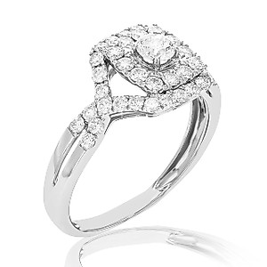 Vir Jewels 1 cttw Diamond Criss-Cross Wedding Engagement Ring 14K White Gold Square Bridal Size 7