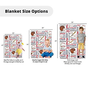 Personalized Baseball Baby Blankets with Name - Monogram Baseball Sports Blanket - Baseball Fan Personalized Baby Blanket - Custom Baby Name Monogrammed Blanket for Infant Newborn