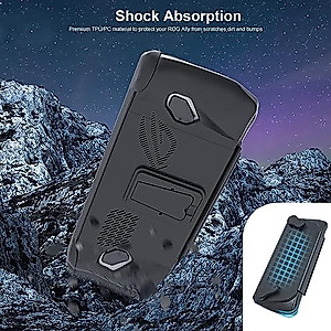 Protective Case for ROG Ally, Back & Screen Full Wrapped Cover with Stand for ROG Ally Gaming Consoles, Premium TPU Protective Sleeve Sweat-Proof Anti-Slip Case Full Protection (Black)