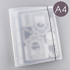 Briartw 4 Ring Binders,Inch Binder with Round Rings,Storage Book Cover for A4 Size 4 Hole Binder Folder for Storage Pockets,Waterproof PVC Clear Storage Folder,