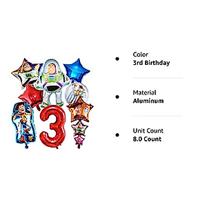 Toy Inspired Story Party Supplies Toy Story 3rd Birthday Foil Balloons for Kids 3rd Birthday Baby Shower Party Decorations (3rd Birthday)