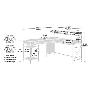 Sauder Canal Street L-Shaped Desk, Coastal Oak finish