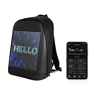 Crelander Laptop Backpack, Waterproof Backpack Smart LED Dynamic Backpack Luggage Bag Cycling Travel Daypack WIFI Bluetooth Connection Rucksack Personalized Gifts for Men Women (Black)