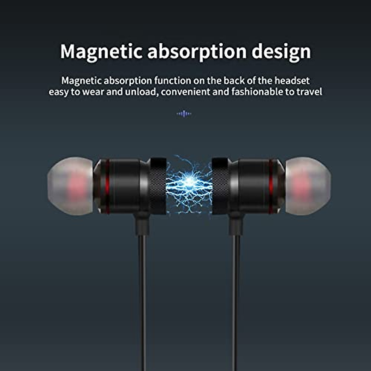 Wireless Earbuds Bluetooth Headphones Noise Reduction Heavy Bass Magnetic Suction Lower Power Consumption Wireless Earphones with Microphone for Sports Black