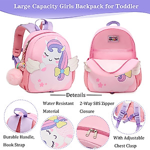 Toddler Backpack for Girls Unicorn Kids backpacks for Preschool Bookbags with Chest Strap and Anti-lost Safety Leash