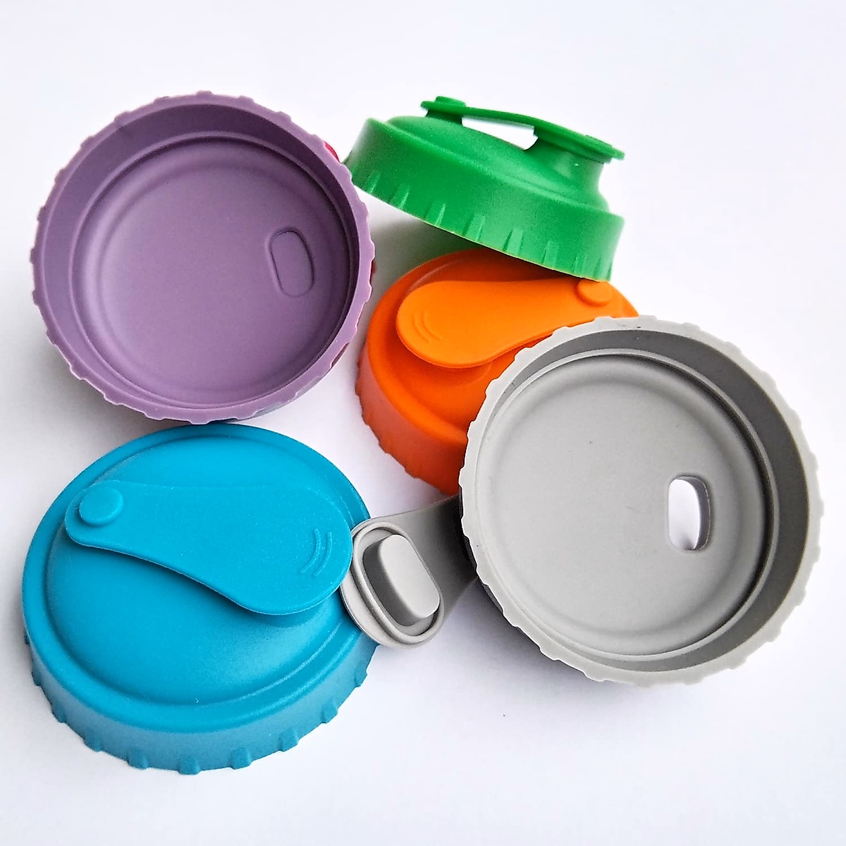 2 Pack Reusable Silicone Can Protector Lid or Covers with Resealable Nozzle for Standard Soda/Beverage/Beer Cans - Prevents Spills - Retains Fizz - BPA-Free (Orange & Blue)