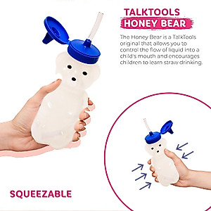 TalkTools Honey Bear Straw Cup for Babies - BPA-Free, Food-Grade Therapy Sippy Bottles for Speech and Feeding Training - Leak-Proof, Licensed Speech Pathologist (Single, 5, Ounce)