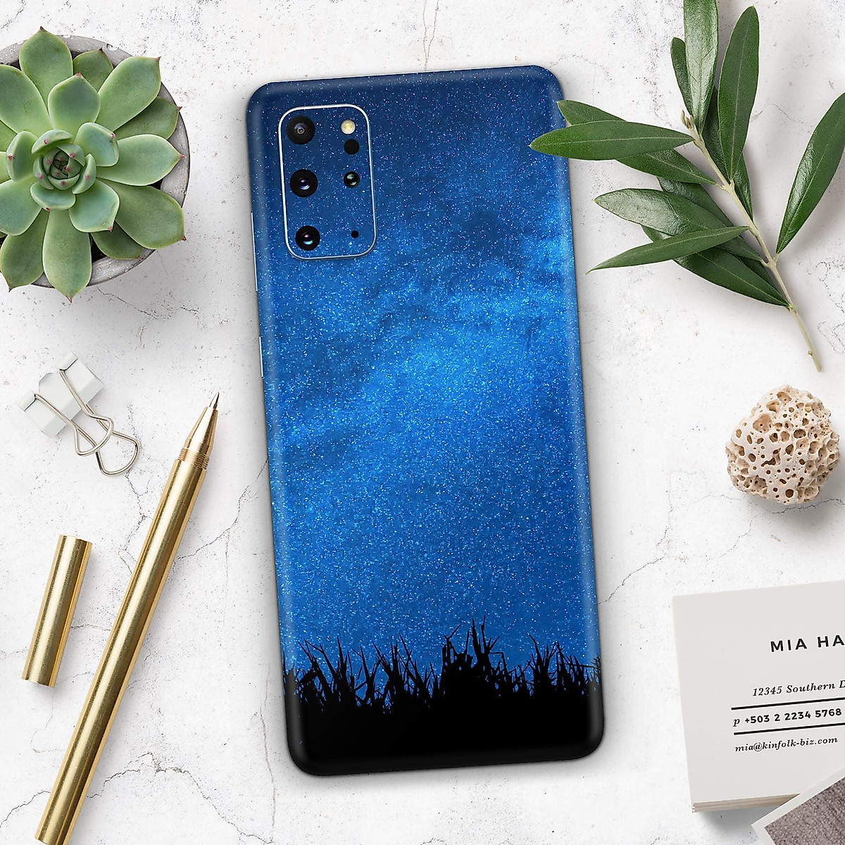 DesignSkinz Silhouette Night Sky Protective Vinyl Decal Wrap Skin Cover Compatible with The Samsung Galaxy S20 (Screen Trim & Back Glass Skin)