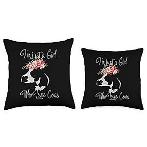 I'm Just A Girl Who Loves Cows Cow for Girls and Women Throw Pillow
