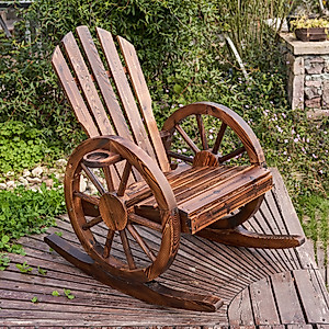 OUTGUAVA Outdoor Wooden Rocking Chairs Set of 2, Adirondack Rocker Chairs Oversized Patio Rocking Chairs for Porch Lawn Garden Poolside