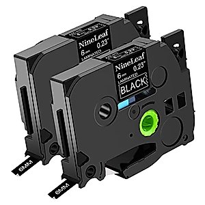 NineLeaf 2 Pack Compatible for Brother TZe-315 TZe315 TZ-315 TZ315 Label Tape 6mm 1/4'' 0.23'' White on Black Standard Laminated Labeling Work with P-Touch PT-D210 PTD400AD PTH110 PT-D600 Label Maker