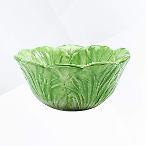 UPKOCH Kids Ceramic Bowl Chinese Cabbage Design Food Bowls Container for Dessert Fruit Salad (Green)