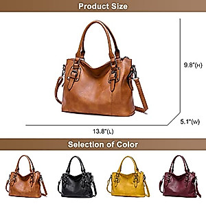 Vintage Hobo Bags for Women Vegan Leather Top-Handle Handbags Large Ladies Purse Crossbody Shoulder Bag (Yellow)