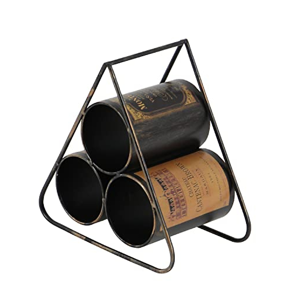 Deco 79 Metal Pyramid Wine Rack, 11" x 6" x 10", Black