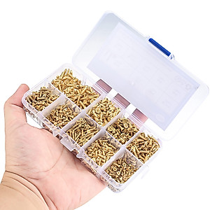 1080 Pcs Small Screws M2/M2.5/M3, Phillips Flat Head Cross Screws, Tiny Gold Self Tapping Screws, Micro Multifunctional Cabinet Electronic Accessories Screws for Woodworking (Carbon Steel Gold)