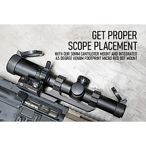 Monstrum 1-6x24 LPVO Rifle Scope with Offset Micro Red Dot Mount | Compatible with Vortex Venom/Viper/Fastfire/Docter Standard Red Dots