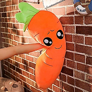 XIZHI 27.5" Carrot Hugging Pillow Kids Pillows Plush Cute Expression Stuffed Doll Toy (Cute)