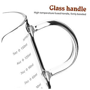 Mother's Day - Elegant 150ml Glass Creamer Pitcher - Espresso Milk Measuring Cup with Double Spouts - for Coffee - Tea - Maple Syrup - Transparent Serving Jug for Mom -