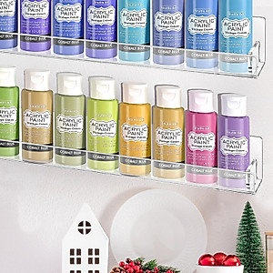 Vowcarol Clear Paint Organizer Wall-Mount, Miniature Paint Holder, Paint Rack Organizer, Craft Paint Organizer Rack