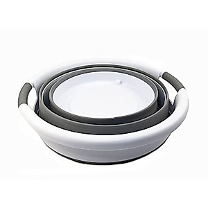 SAMMART 34L (8.9 Gallons) Collapsible Plastic Laundry Basket with Wheels - Foldable Pop Up Storage Container/Organizer with wheels (Grey)