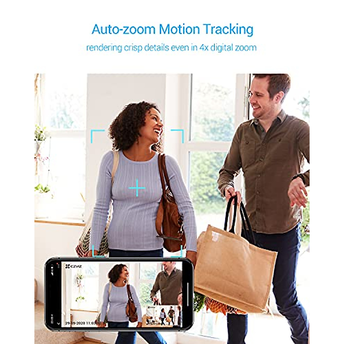 EZVIZ 4MP Indoor Camera PTZ with AI Human Detection, 2K Pan Tilt Security, Baby/Pet Monitor, Night Vision, 4X Auto-Zoom, Motion Tracking | C6W