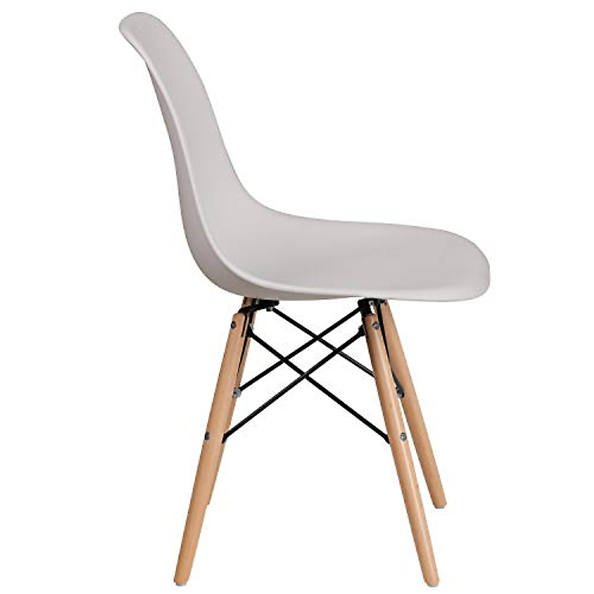 Flash Furniture Elon Series White Plastic Chair with Wooden Legs