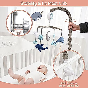 Baby Mobile for Crib,ACRABROS Crib Mobile for Boys Girls,35 Lullabies Digital Musical Box,Woodland Nursery Decor Toys,Ocean Animals