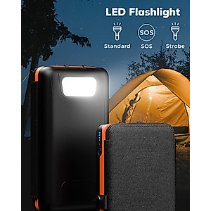 A ADDTOP Solar Charger Power Bank 22.5W Solar Phone Charger 27000mAh PD QC 4.0 Fast Charge External Battery Pack with 4 Portable Solar Panels for Phone and Tablet