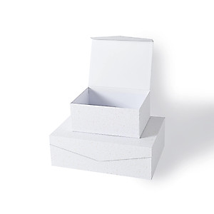 Soul & Lane Magnetic Gift Boxes with Lids (White and Gold, Pack of 2): Bridesmaid Gifts Cartons, Nesting Cardboard Christmas Boxes for Gifts, Stacking Mache Customizable Containers for Presents