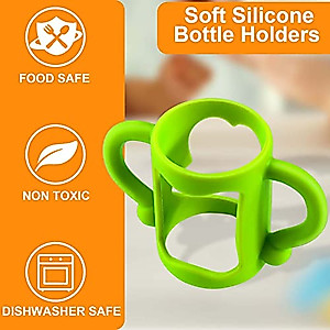 4Pcs Bottle Handles for Dr Brown Narrow Baby Bottles, Baby Bottle Holder with Easy Grip Handles to Hold Their Own Bottle - BPA-Free Soft Silicone