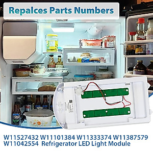 W11527432 W11387579 W11333374 Whirlpool Amana Compatible with Refrigerator Light Assy Module Brand W11042554 W11101384 Replacement