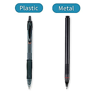 Gel Roller Pen, Fine Point Black Gel Ink Metal Nib, 4 Pack Metal Roller Ball Pens,Refillable