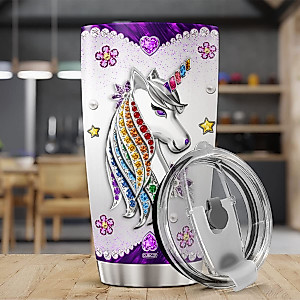 CUBICER Personalized Coffee Tumbler Unicorn Jewelry Style Custom Name Valentines Gifts For Girls Women Cute Insulated Cup Travel Mug With Lid Stainless Steel Tumblers Hot And Cold