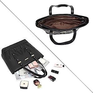 Women Fashion Handbags Tote Bag for work Shoulder Bag Top Handle Satchel gift (6602#Black)