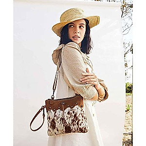 Myra Bag Small Zip Top Brown Cow