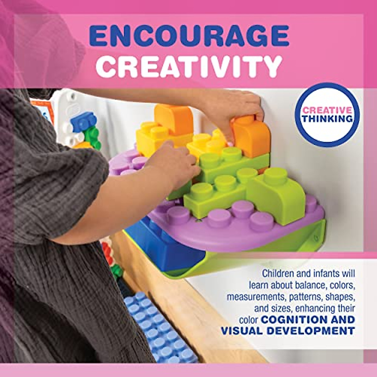 UNiPLAY Building Blocks Daycare Play Shelf with Storage 11 Piece Set, Sensory Toys Storage Bin and Play Shelf for Teething Baby Starter Learning Building Blocks, Ages 3 Months and Up, Purple