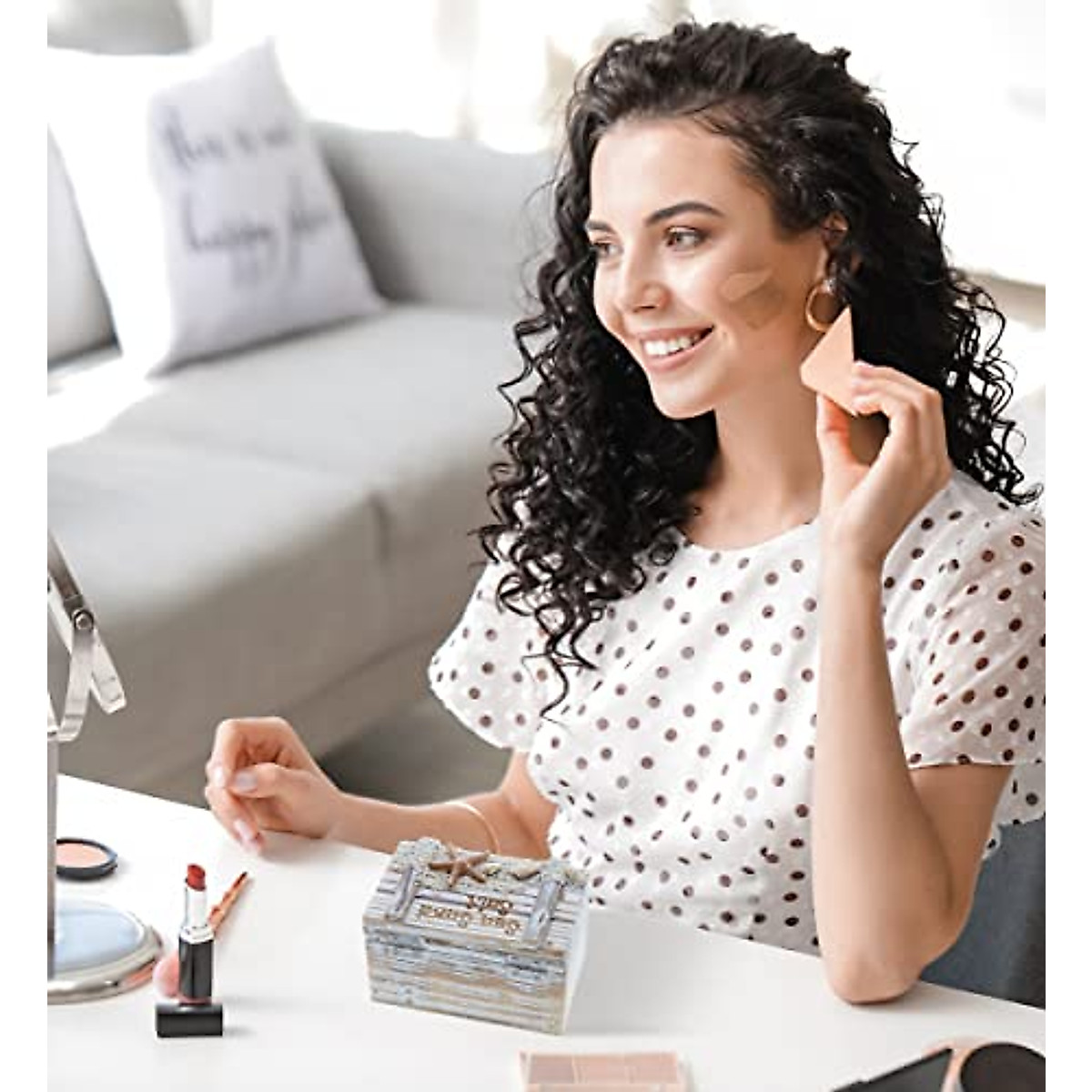 CoTa Global Coastal Horizon Wooden Jewelry Box - Handcrafted Nautical Trinket with Seashell and Starfish Decorations, Accent Tabletop Home Decor, Jewelry Storage - 4.25 Inch