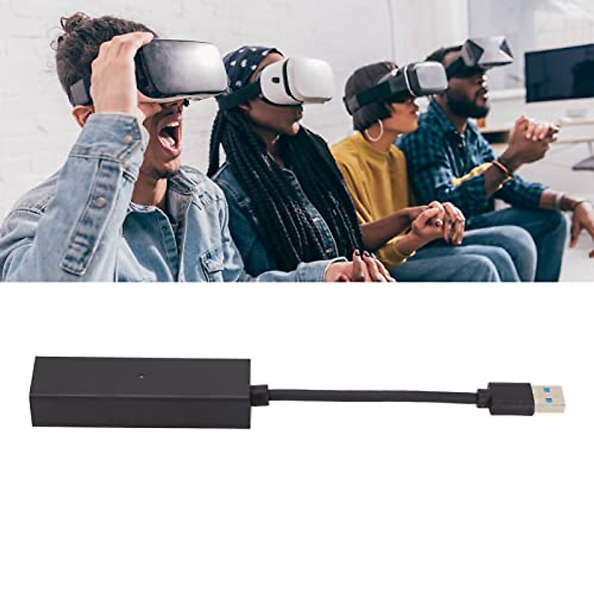 VR Adapter Cable, Lightweight and Durable Plug and Play VR Gaming VR Camera Adapter with LED Indicator for Camera for PS5 Console