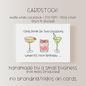Funny Birthday Card For Drinkers. Happy Birthday Cocktails Card. Alcohol Joke Birthday Card. Hilarious Birthday Card For Best Friend. I Only Drink On Two Occasions Card