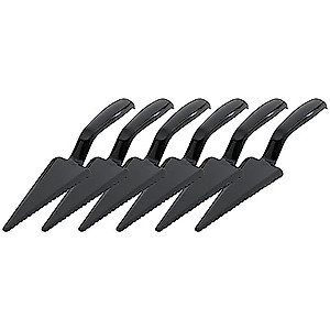 [6 Pack] 10 Inch Disposable Plastic Cake Pie Servers/Cutter | Heavy Duty Black Plastic Disposable Serving Utensils Cake Knife For Parties, Pizza Server Spatula, Plastic Party Serving Ware Flatware