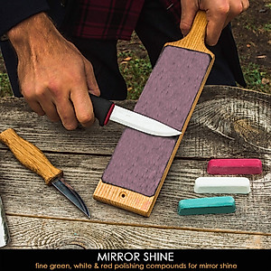 BeaverCraft Bushcraft Knife BSH1 Fixed Blade Knife with Sheath P03 Stropping Set of 3 Polishing Compound Buffing Compound