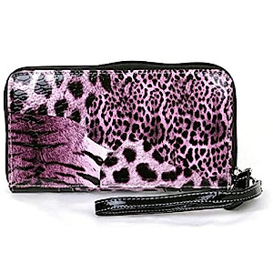 western rhinestone cross leopard concealed carry handbag with matching wallets in 3 colors (Purple)