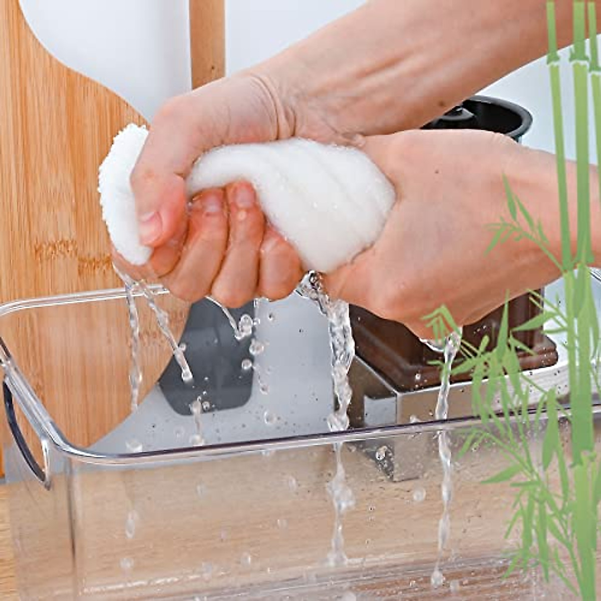 belhope Bamboo Kitchen Dish Cloths, Absorbent Quick Drying Reusable Cleaning Cloths, 9.8 x 9.8 Inches, 6-Pack, White