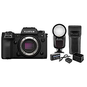 Fujifilm X-H2S Mirrorless Digital Camera Body, Black with Flashpoint Zoom Li-on X R2 TTL On-Camera Round Flash Speedlight