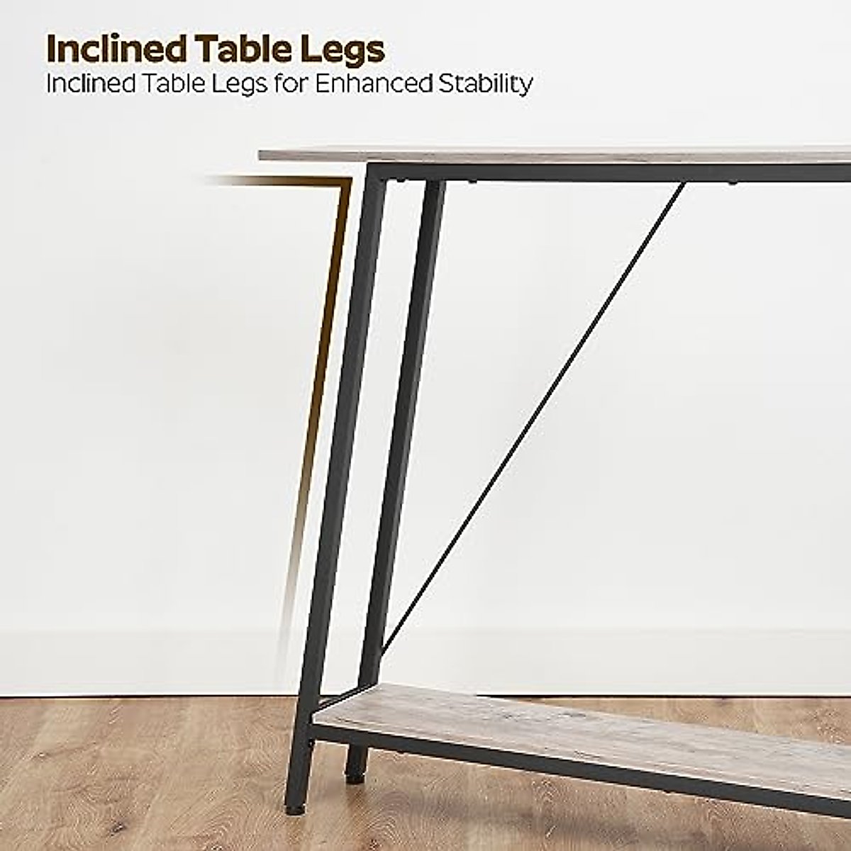 YATINEY 63" Console Table, Narrow Long Entryway Table, Industrial Skinny Sofa Tables, 2-Layer Hallway Table for Entryway, Display Table Behind Couch, Greige and Black CT16BG