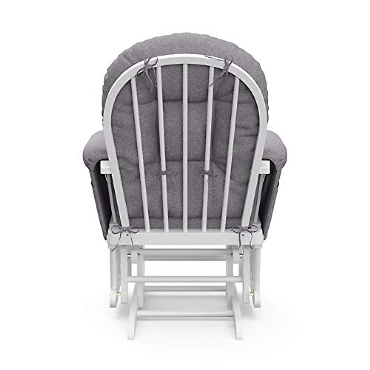 Pemberly Row Custom White Slate Hoop Glider and Ottoman Set in Gray Swirl - Smooth Gliding Chair for Nursery, Padded Arm Cushions with Storage Pocket