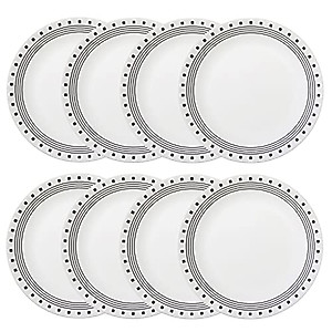 Corelle Livingware City Block 10-1/4" Dinner Plate (Set of 8),Dotted